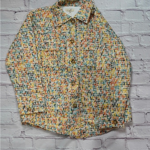 Jackets & Coats | Multi Color Tweed Shacket With Gold Shimmer Flake ...